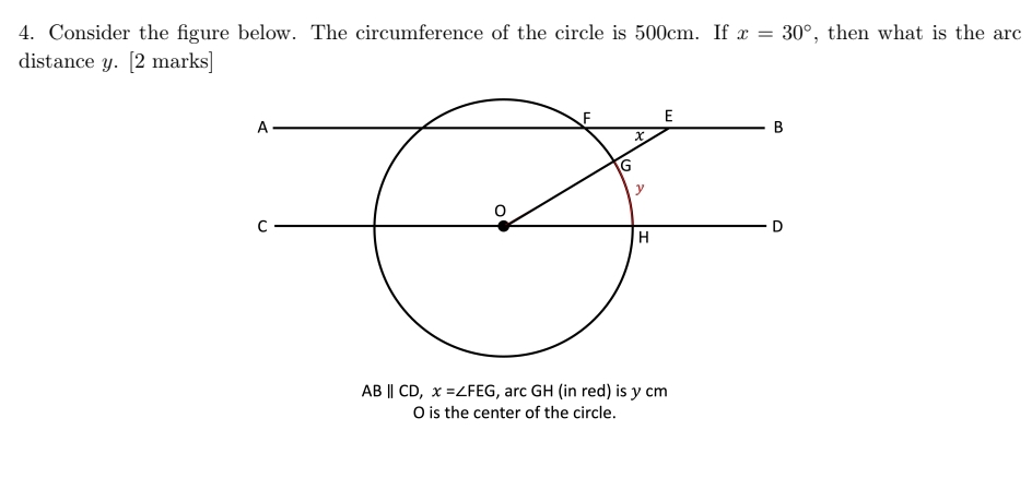 Solved 4. Consider the figure below. The circumference of | Chegg.com