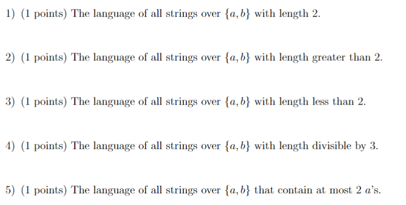 Solved Give regular expressions for the following languages. | Chegg.com