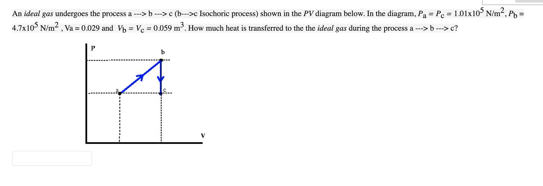 Solved = An ideal gas undergoes the process a ---> b --->c | Chegg.com