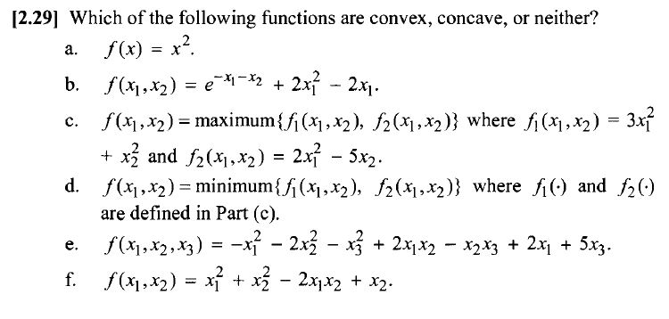 Solved [2.29] Which of the following functions are convex, | Chegg.com