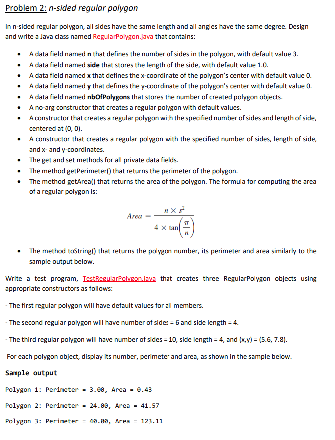 Solved Problem 2: n-sided regular polygon In n-sided regular | Chegg.com