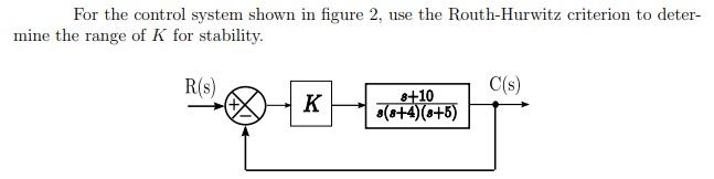 Solved For the control system shown in figure 2, use the | Chegg.com