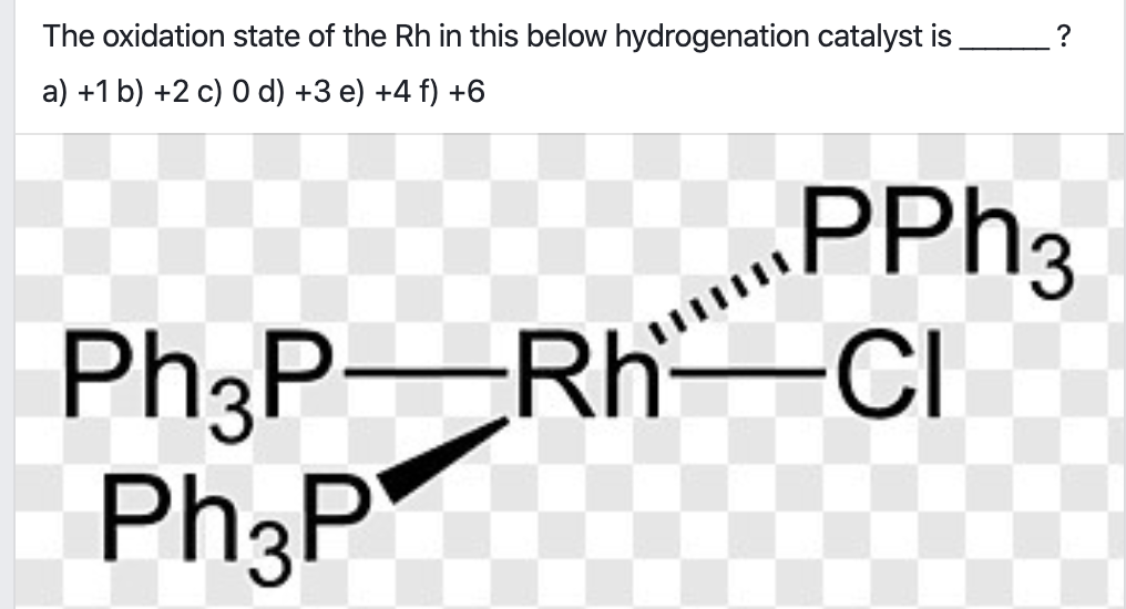 Solved The oxidation state of the Rh in this below | Chegg.com
