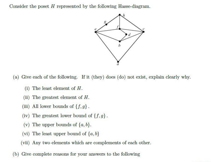 Solved Consider the poset H represented by the following | Chegg.com