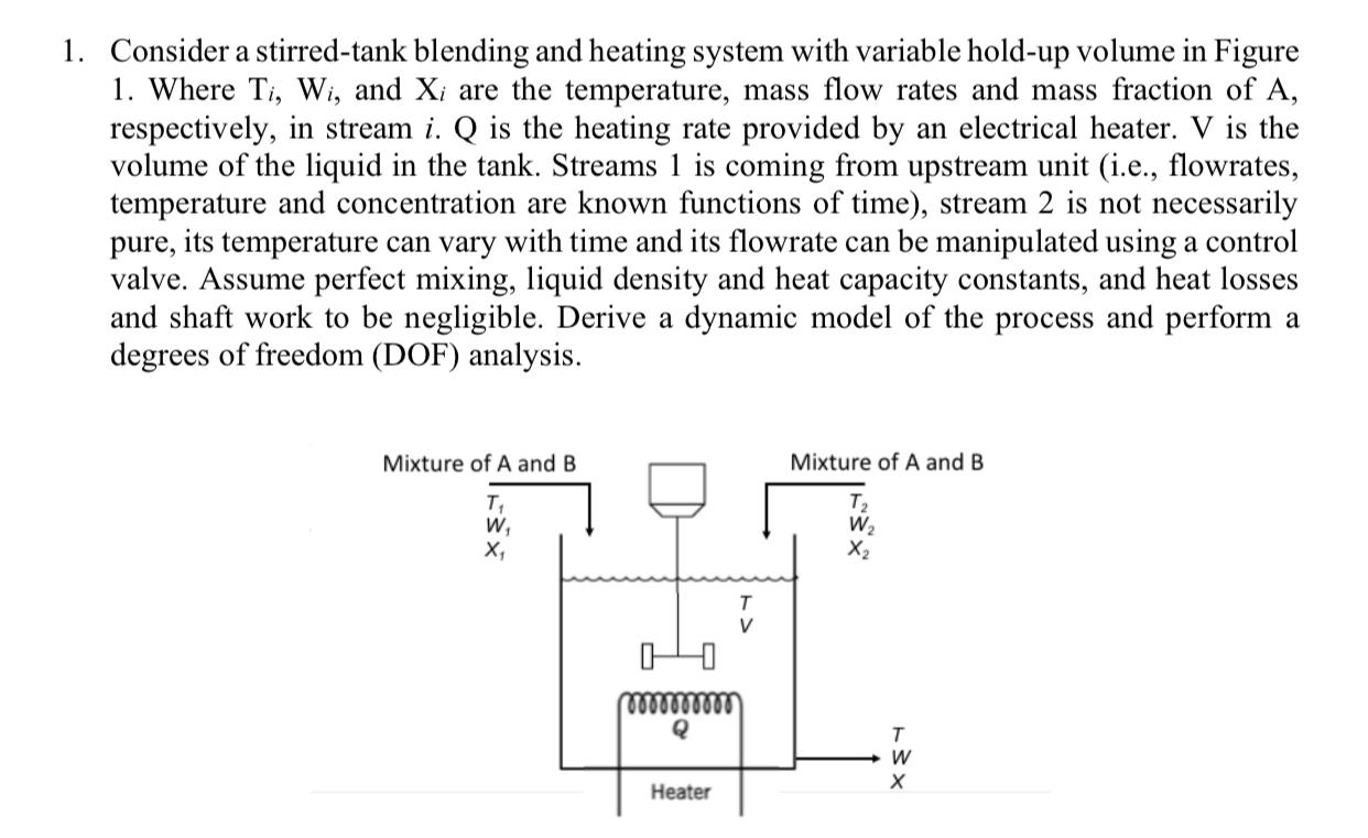 Solved 1. Consider a stirred-tank blending and heating | Chegg.com
