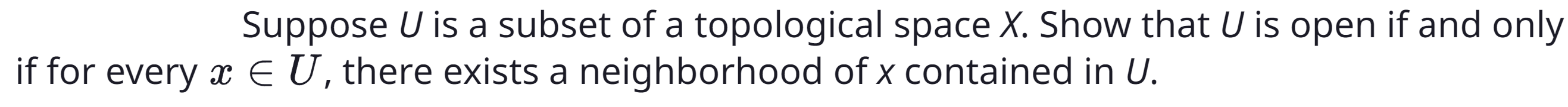 Solved Suppose U is a subset of a topological space X. Show | Chegg.com