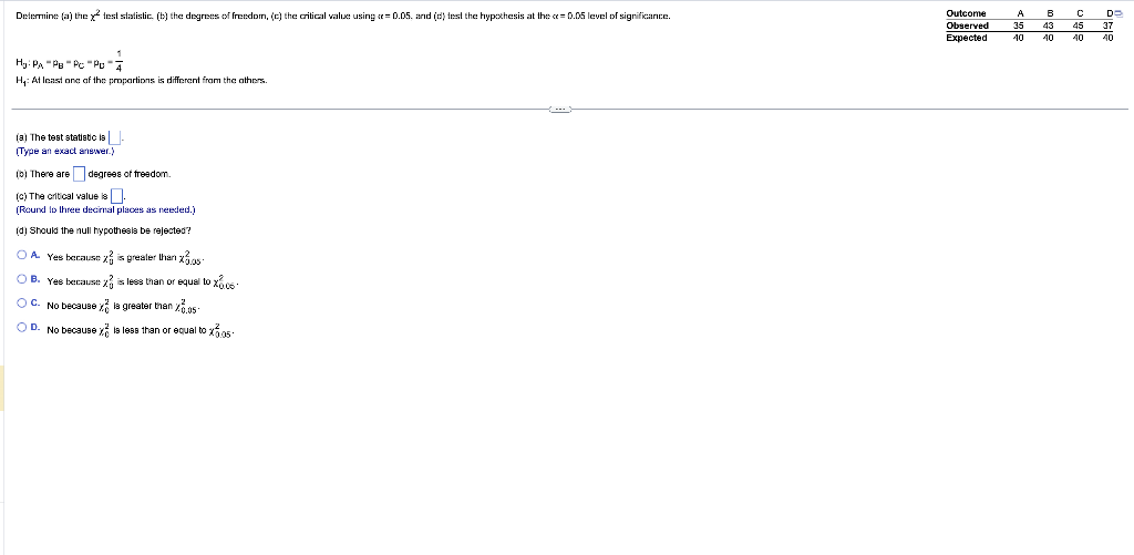 Solved HJ:PA=PB=PC=PD=41 H1 : At least one of the | Chegg.com