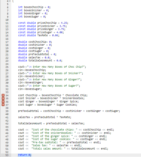 Solved Having issues with line 34 to 37 and I dont get why. | Chegg.com