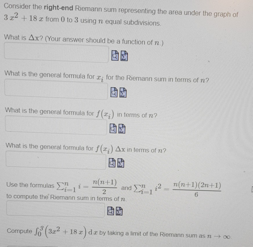 Solved Consider the right-end Riemann sum representing the | Chegg.com