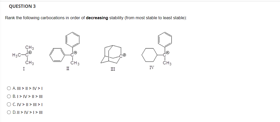 Solved Rank the following carbocations in order of | Chegg.com