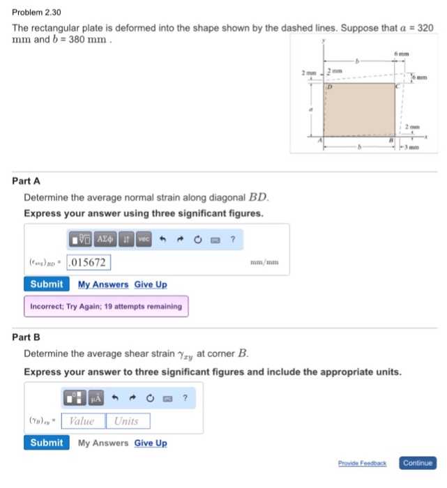 Solved The rectangular plate is deformed into the shape | Chegg.com