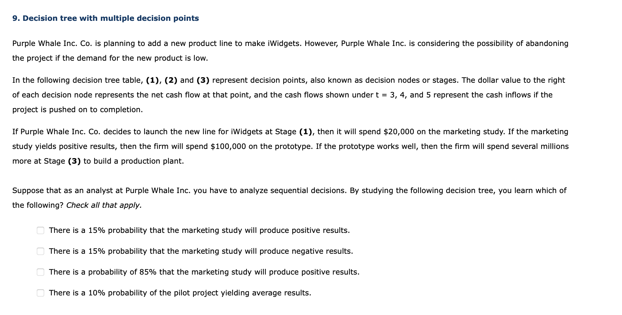 Solved 9. Decision tree with multiple decision points Purple | Chegg.com