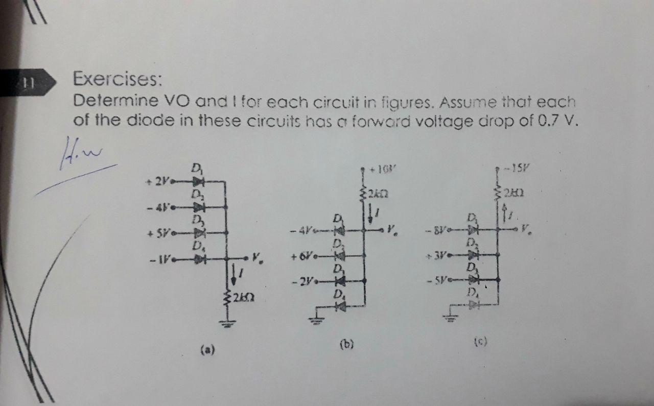 Solved Exercises: Determine VO and for each circuit in | Chegg.com
