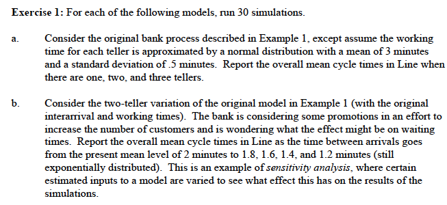 Exercise 1: For each of the following models, run 30 | Chegg.com