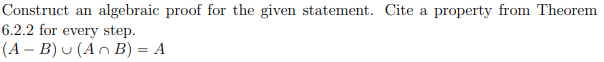 Solved Construct an algebraic proof for the given statement. | Chegg.com