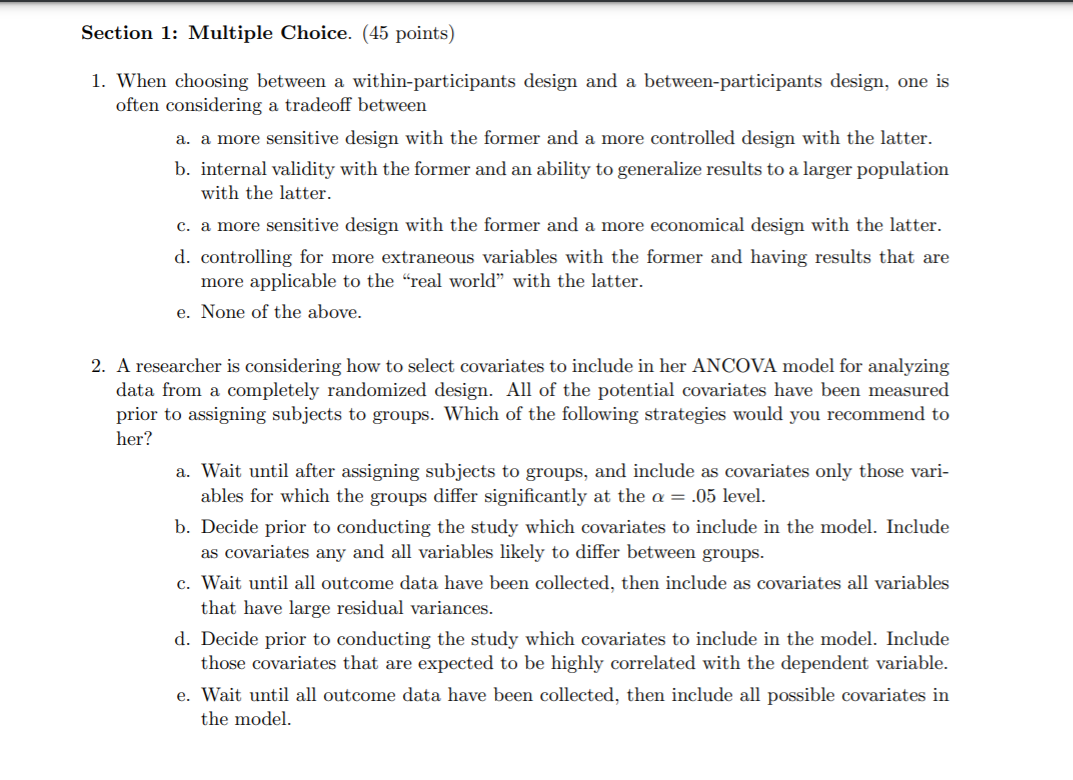 Solved Section 1: Multiple Choice. (45 points) 1. When | Chegg.com