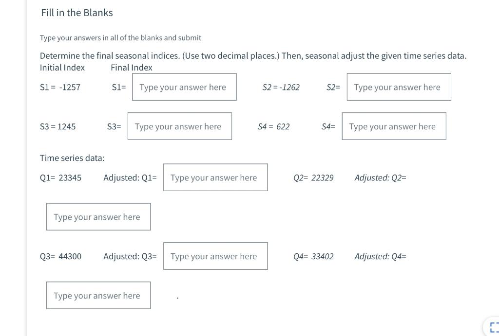 Solved Fill in the Blanks Type your answers in all of the | Chegg.com