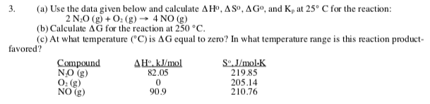 Solved 3. (a) Use the data given below and calculate AHO, | Chegg.com
