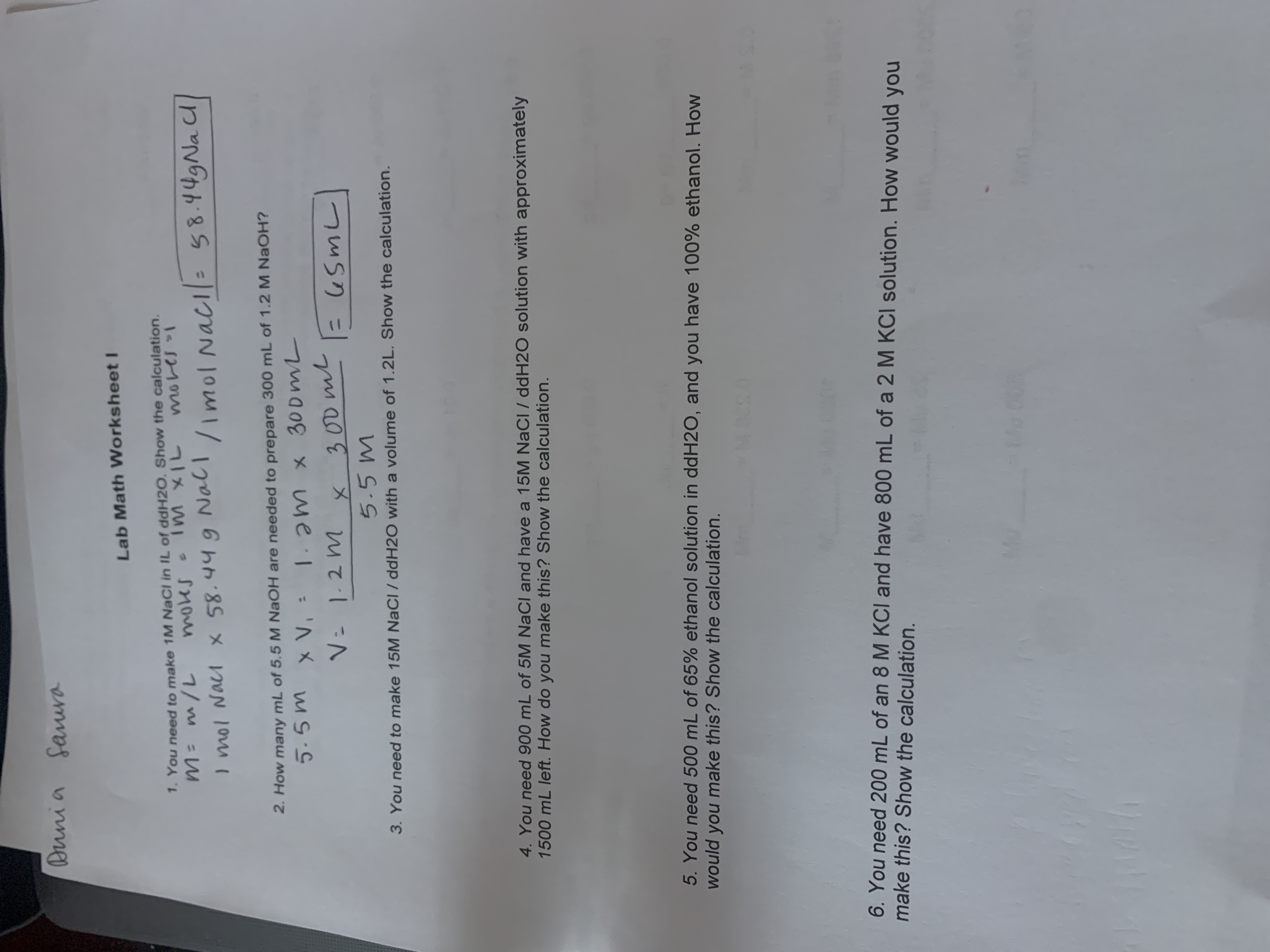 Solved 2. How many mL of 5.5MNaOH are needed to prepare 300 | Chegg.com