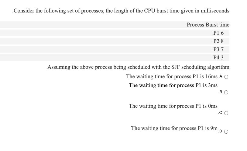 Solved Consider The Following Set Of Processes The Length