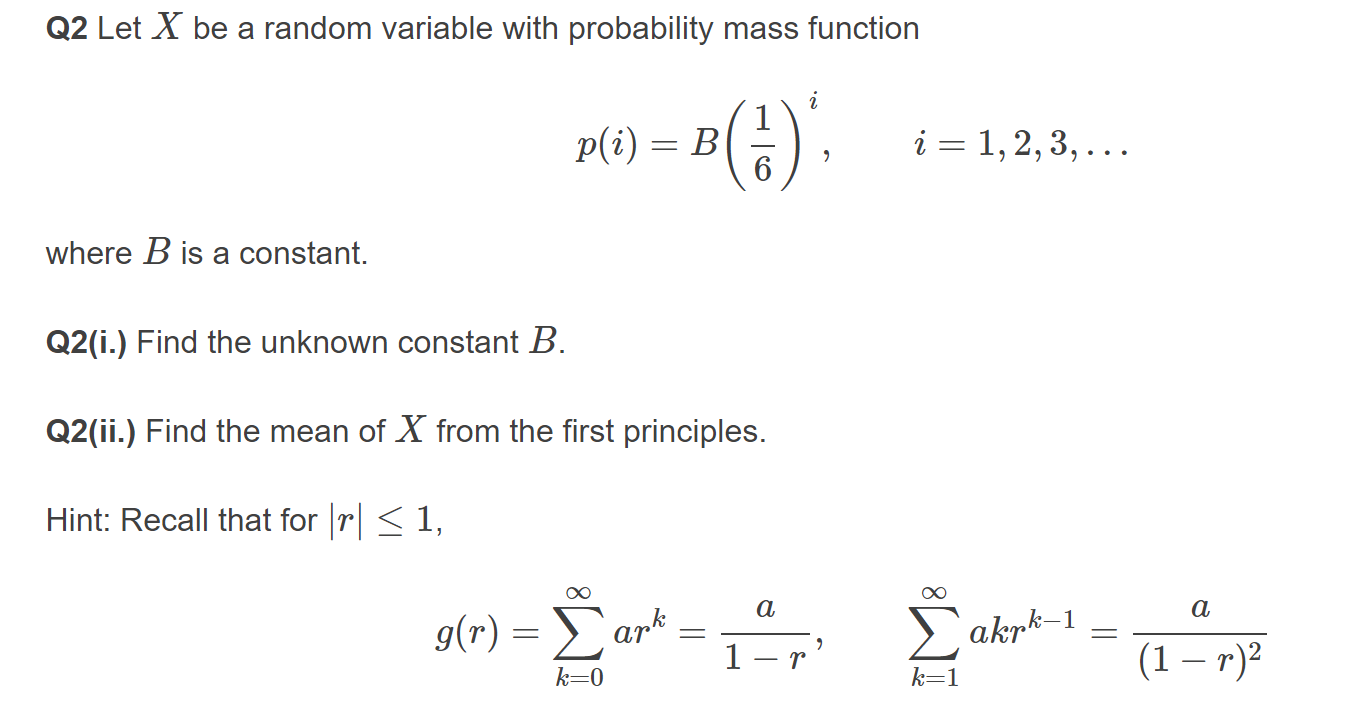 Solved Q2 Let X be a random variable with probability mass | Chegg.com