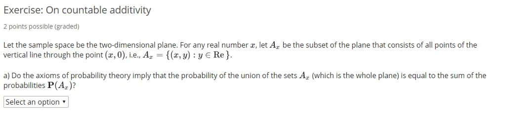 Solved Exercise: On countable additivity 2 points possible | Chegg.com