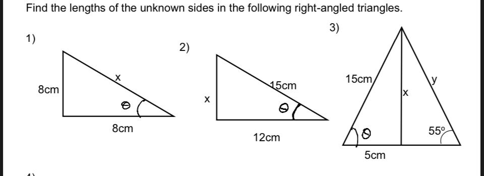 Solved Find the lengths of the unknown sides in the | Chegg.com