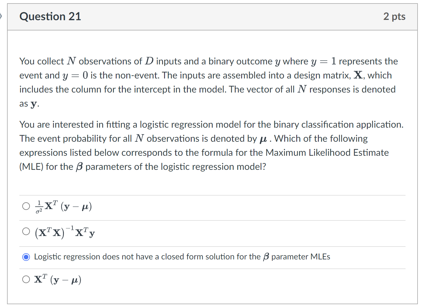 Solved You collect N observations of D inputs and a binary | Chegg.com