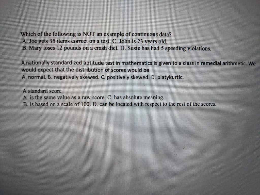 Solved Which of the following is NOT an example of | Chegg.com