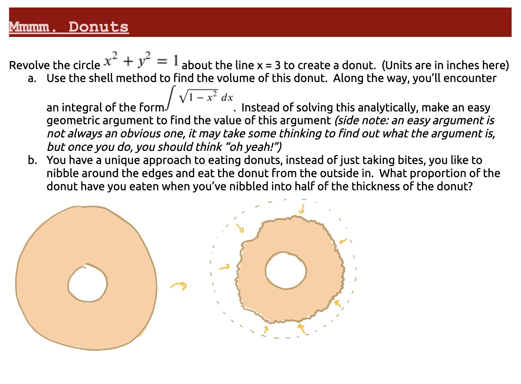 Solved Revolve the circle about the line x = 3 to create a | Chegg.com