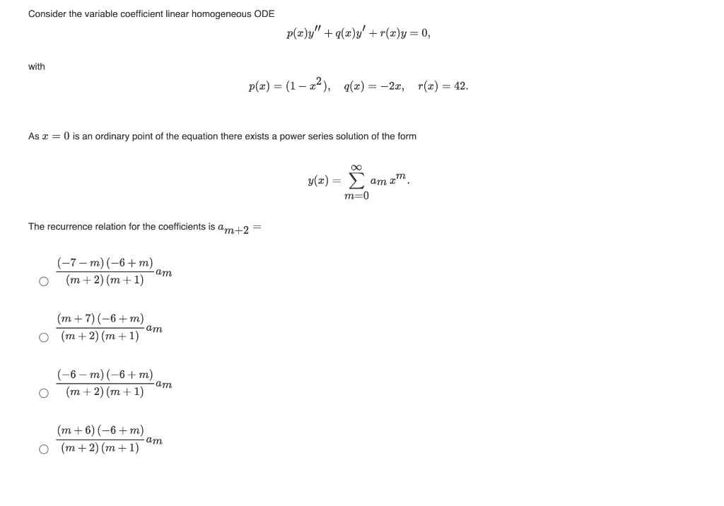 Solved Consider the variable coefficient linear homogeneous | Chegg.com