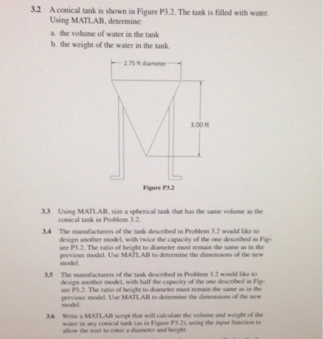 Solved A conical tank is shown in Figure P3.2. The tank is | Chegg.com
