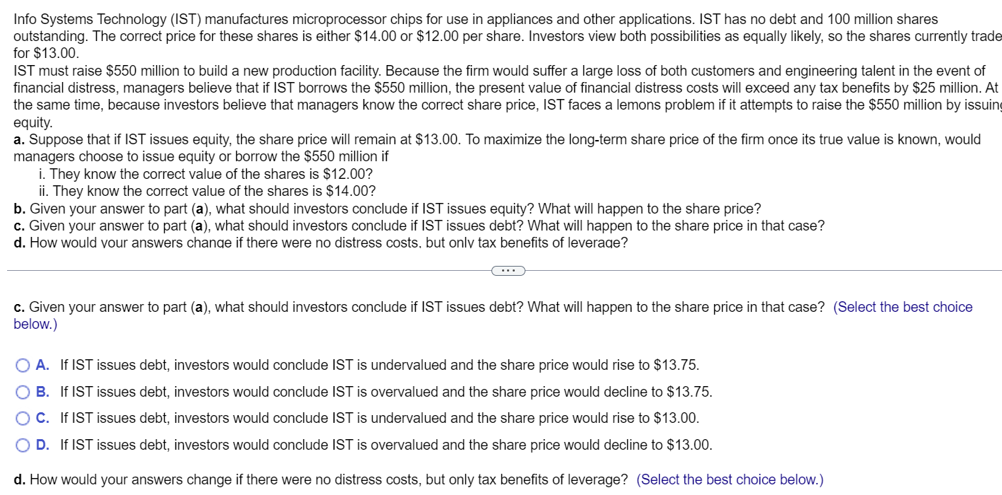 Solved Info Systems Technology (IST) manufactures | Chegg.com