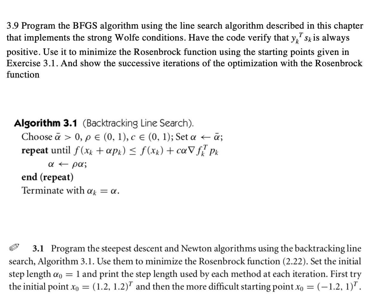 3.9 Program the BFGS algorithm using the line search | Chegg.com