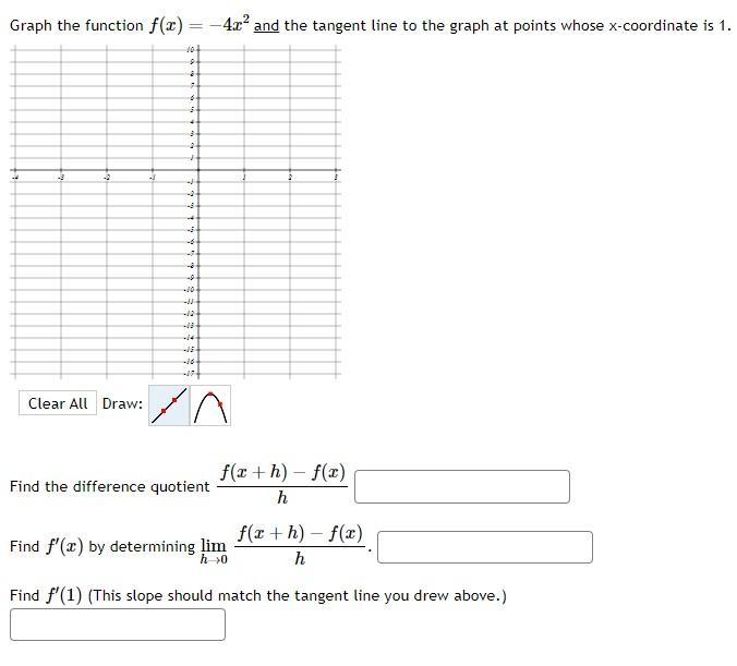 Solved Graph the function f(x)=−4x2 and the tangent line to | Chegg.com
