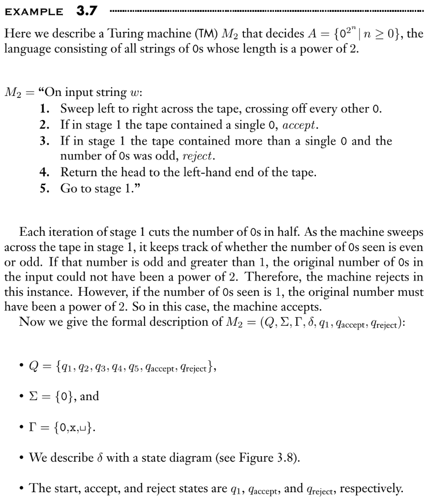 1. Example 3.7 on p. 171 describes a Turing machine, | Chegg.com