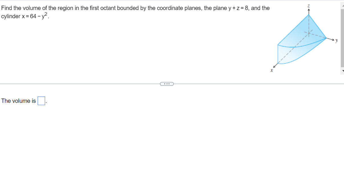 Solved Find the volume of the region in the first octant | Chegg.com