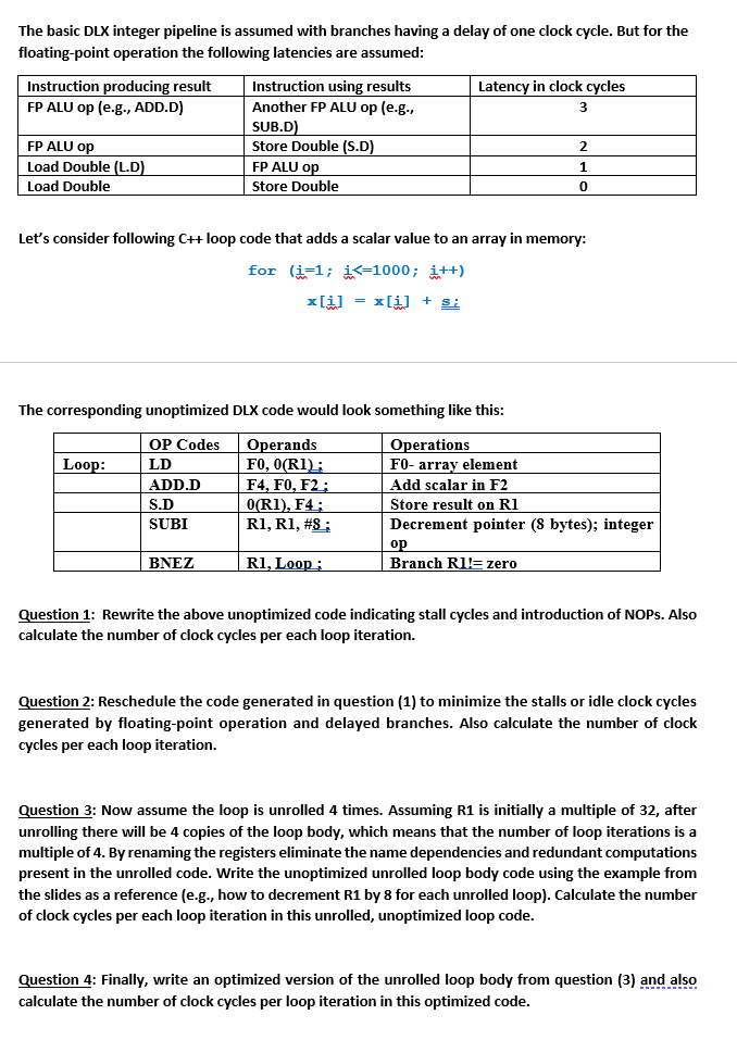 Solved The basic DLX integer pipeline is assumed with | Chegg.com