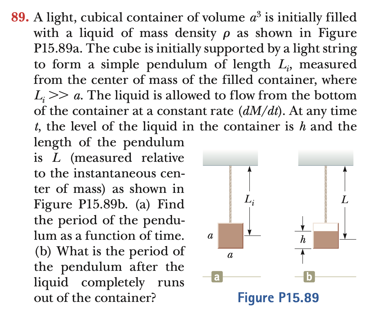 Solved 9. A light, cubical container of volume a3 is | Chegg.com