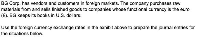 BG Corp. has vendors and customers in foreign | Chegg.com