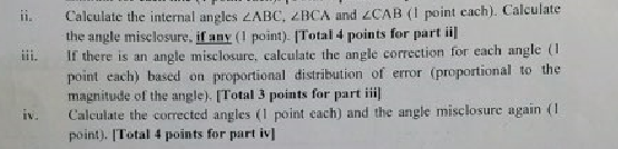 Solved 2. Consider the triangular traverse for which data is | Chegg.com