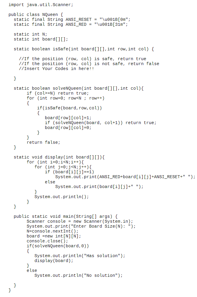 Solved This lab assignment, you will transform the NQueen | Chegg.com