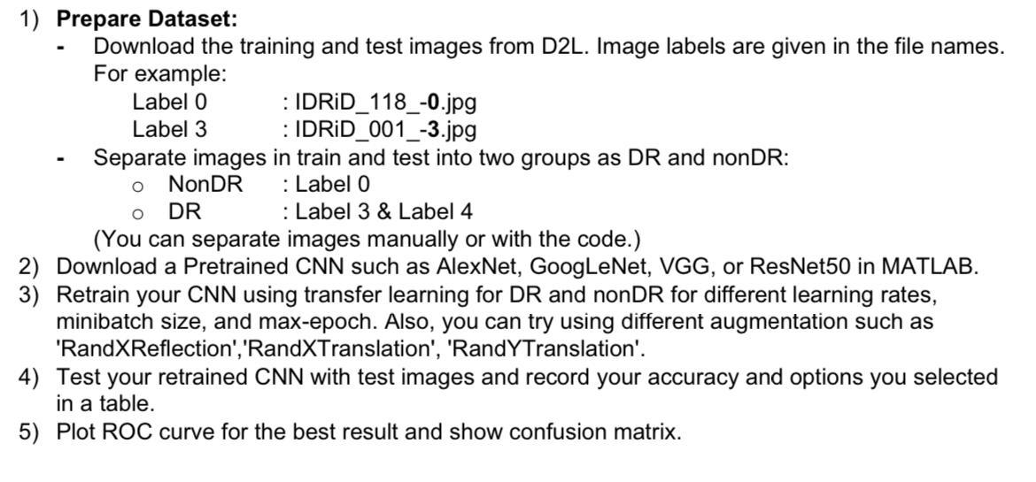 1) Prepare Dataset: - Download the training and test | Chegg.com