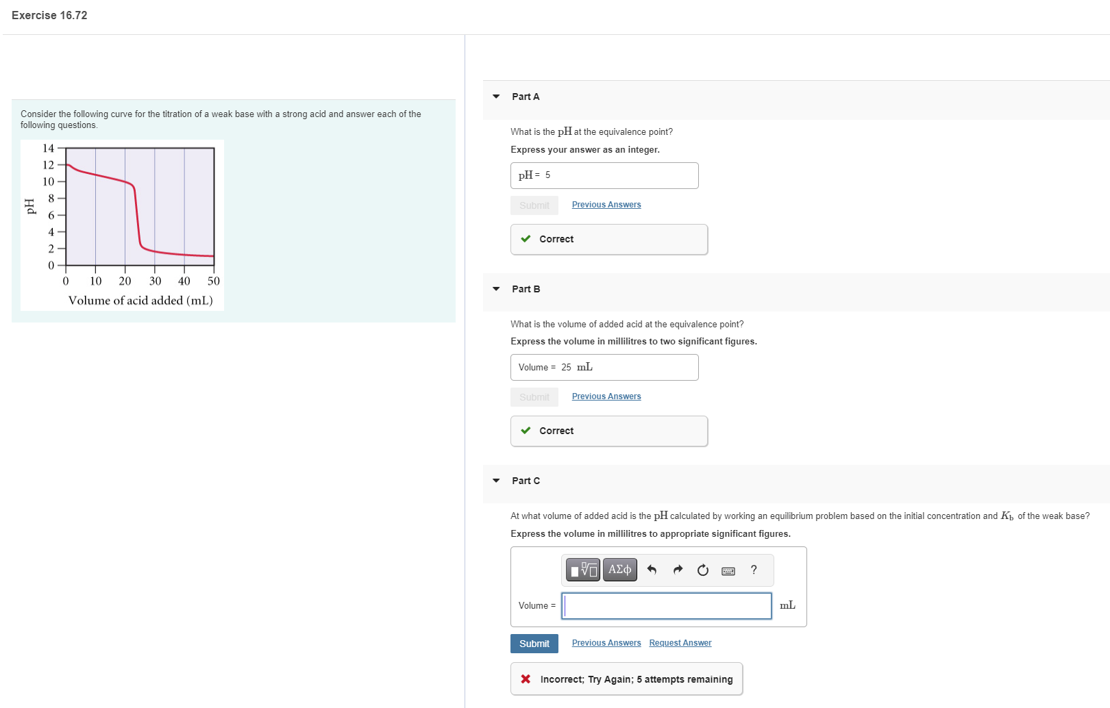 Solved Consider the following curve for the titration of a | Chegg.com