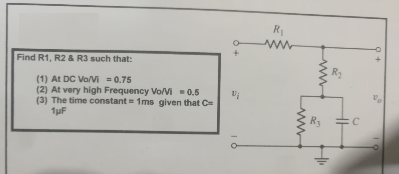 Solved RI w O + Find R1, R2 & R3 such that: + 0 WWW R2 (1) | Chegg.com
