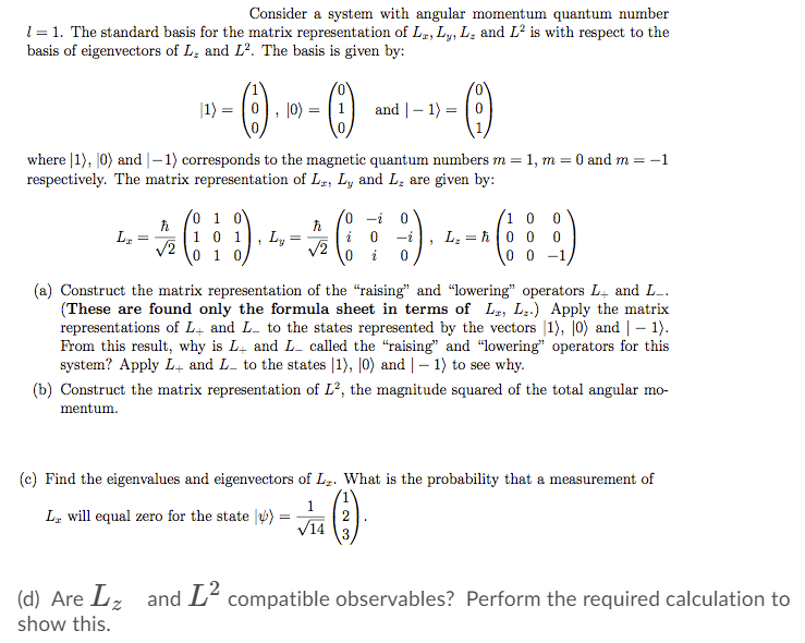 Solved Consider a system with angular momentum quantum | Chegg.com