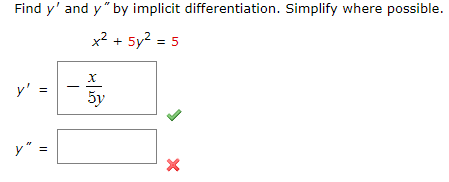 Solved Find y" by implicit differentiation. Simplify where | Chegg.com