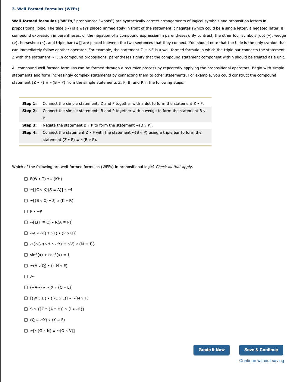 Solved 3. Well-Formed Formulas (WFFs) Well-formed formulas | Chegg.com