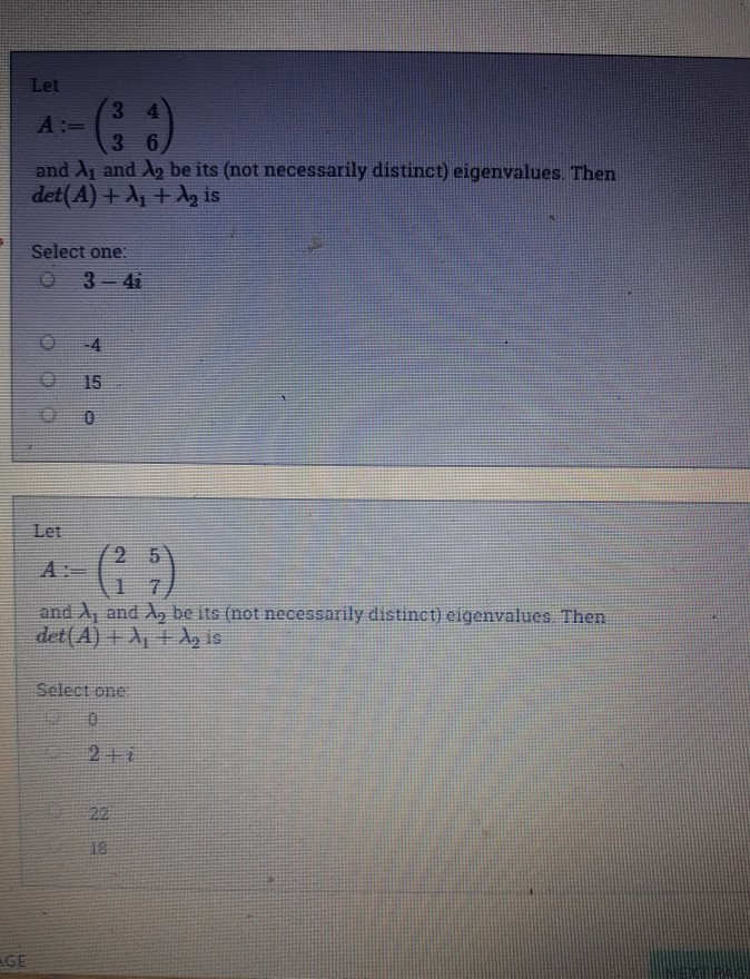 Solved Let and λ1 and λ2 be its (not necessarily distinct) | Chegg.com