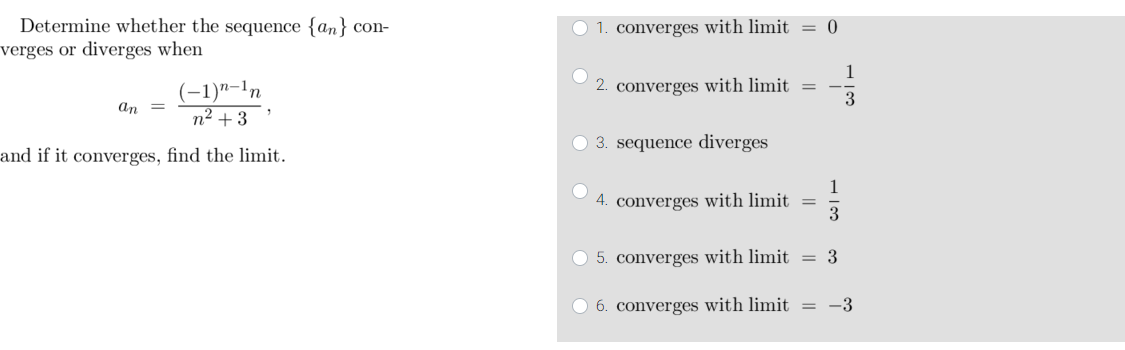 Solved Determine whether the sequence {an} con- 1. converges | Chegg.com